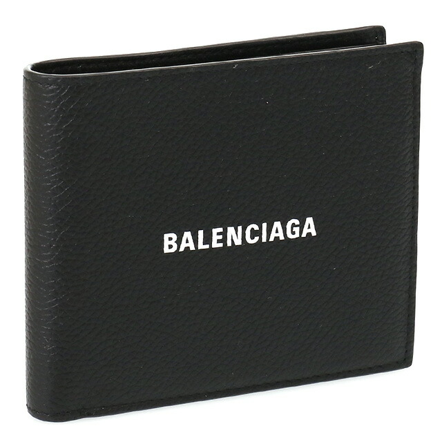 【クーポン5%OFF】バレンシアガ／BALENCIAGA CASH SQ FOLD WALLETキャッシュ スクエア フォールドウォレットロゴ入り・2つ折り財布(ブラック×ホワイト) 594549 1IZI3 1090／BLACK*L WHITE[返品無料]