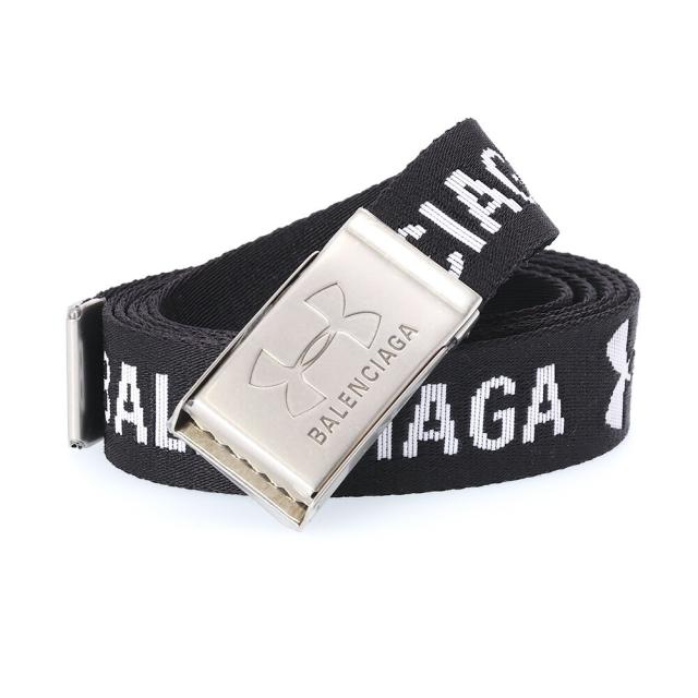 【12月SALE＆クーポン5%OFF】バレンシアガ×アンダーアーマー／BALENCIAGA*Under Armour? SKATER BELT 30 Wネームロゴ入り・3cm幅 ジャガードベルト (ブラック×ホワイト) 811906 2ABJI 1090／BLACK*WHITE[返品無料]
