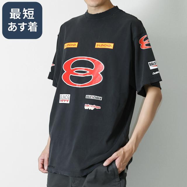 【タイムセール&クーポン5%OFF】バレンシアガ／BALENCIAGA SPONSOR LOGOS Tシャツ メンズ オーバーサイズ・半袖クルーネックTシャツ(ブラック) 831305 TSVE2 1041／BLACK[返品無料]