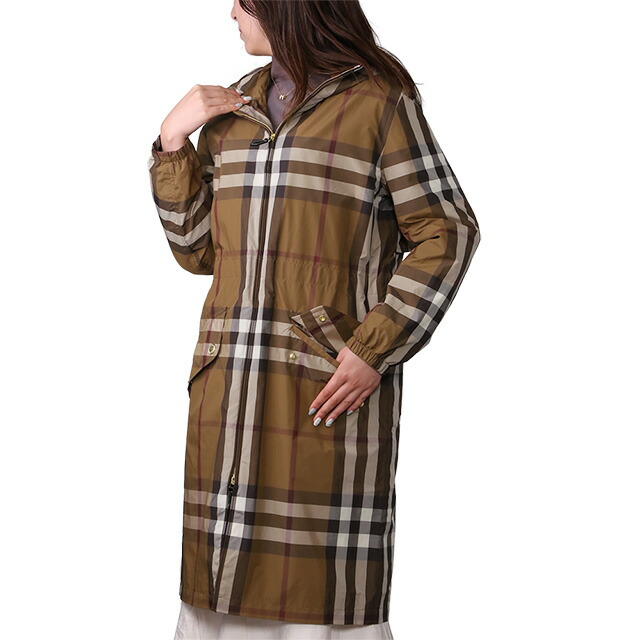 【クーポン5%OFF】バーバリー／BURBERRY フード付きジップアップブルゾン・ウインドブレーカー・スプリングコート(ダークリッチブラウン)8055157／DARK BIRCH BROWN[返品無料]