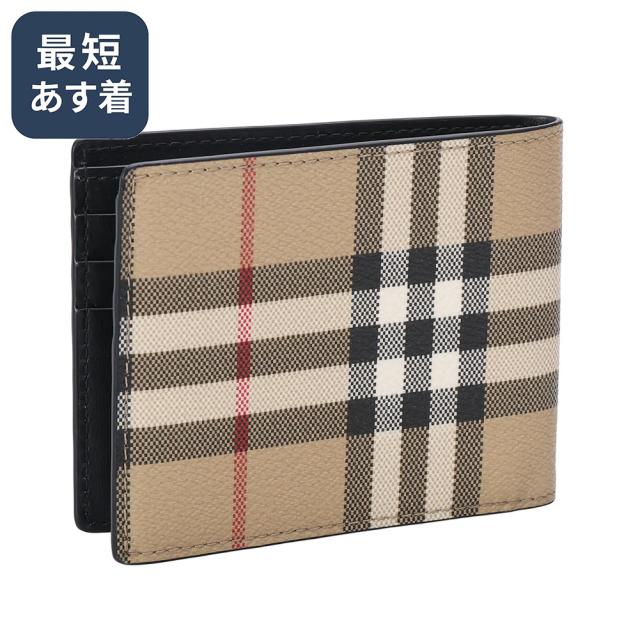 【タイムセール&クーポン5%OFF】 バーバリー／BURBERRY チェック スリム バイフォールドウォレット 2つ折り財布・紙幣入れ(アーカイブベージュ) 8113165／8084172／ARCHIVE BEIGE[返品無料]