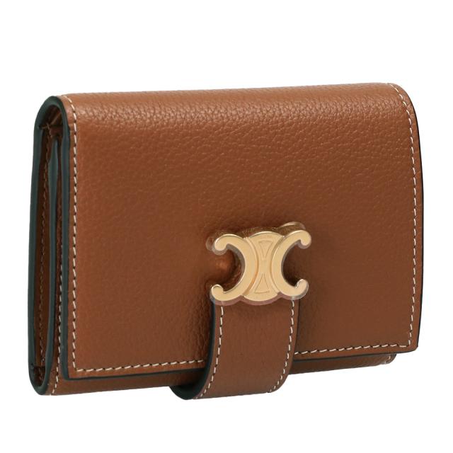 【クーポン5%OFF】セリーヌ／CELINE FINE STRAP WALLET・ファインウォレット ヴィクトワール・サプルカーフスキン・三つ折り財布・コンパクトウォレット (タン) 10M963GHH 04LU／TAN[返品OK]