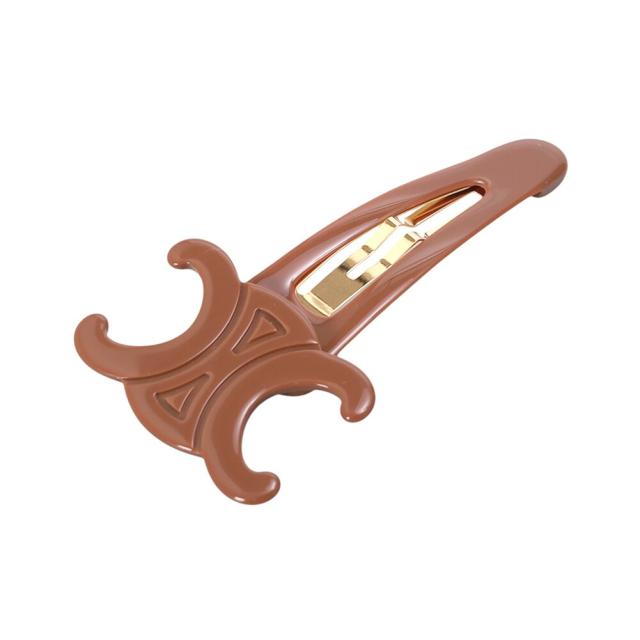 【クーポン5%OFF】セリーヌ／CELINE CELINE ラージ スナップ ヘアクリップ アセテート・ロゴ・ニッケルフリー・ヘアアクセサリー(キャメル×ゴールド) 460PT6CSC 03GR／CAMEL*GOLD[返品無料]