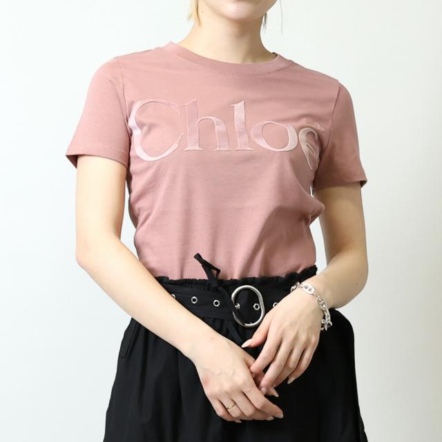 【クーポン5%OFF】クロエ／CHLOE コットンジャージー製フィットTシャツ レディース・半袖クルーネックTシャツ・カットソー(ローズ) CH24WJH03 184 6S1／DRIED ROSE[返品無料]