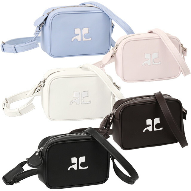 【タイムセール&クーポン5%OFF】クレージュ／COURREGES CAMERA REEDITION・カメラリーディション  斜め掛けショルダーバッグ・カメラバッグ(ブラック・チョコレート・ホワイト・ピンク)PERGSA049CR0010[返品無料]
