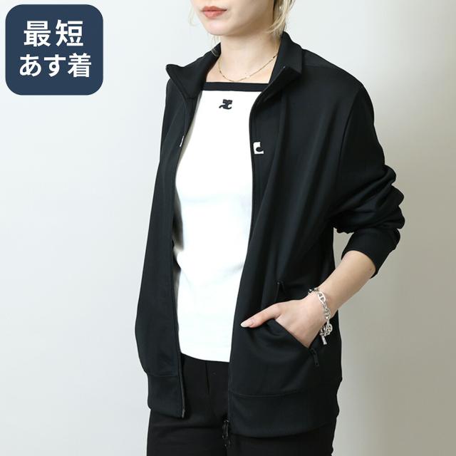 【タイムセール&クーポン5%OFF】クレージュ／COURREGES TRACKSUIT INTERLOCK JACKET・トラックスーツ インターロック ジャケットメンズ・ジップアップブルゾン (ブラック) 323JVE011 JS0091 9999／BLACK[返品無料]