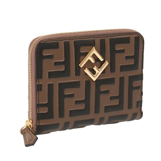 【タイムセール&クーポン5%OFF】 フェンディ／FENDI FF DIAMONDS' WALLET・FFダイヤモンド ジップアラウンド ウォレット FFロゴ ラウンドファスナー二つ折り財布・コンパクトウォレット (ブラウン) 8M0508 ADYM F13VK／BROWN[返品無料]