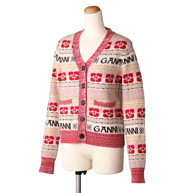 【タイムセール&クーポン5%OFF】ガニー／GANNI レディース・長袖ニットカーディガン(マルチカラー) K1959 999／MULTICOLOUR[返品無料]