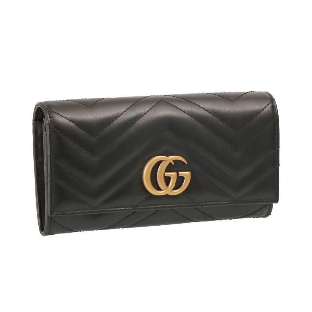 【クーポン5%OFF】グッチ／GUCCI GG MARMONT・GGマーモントキルティングレザーコンチネンタルウォレット・2つ折り長財布(ブラック) 443436 DTD1T 1000／BLACK[返品無料]
