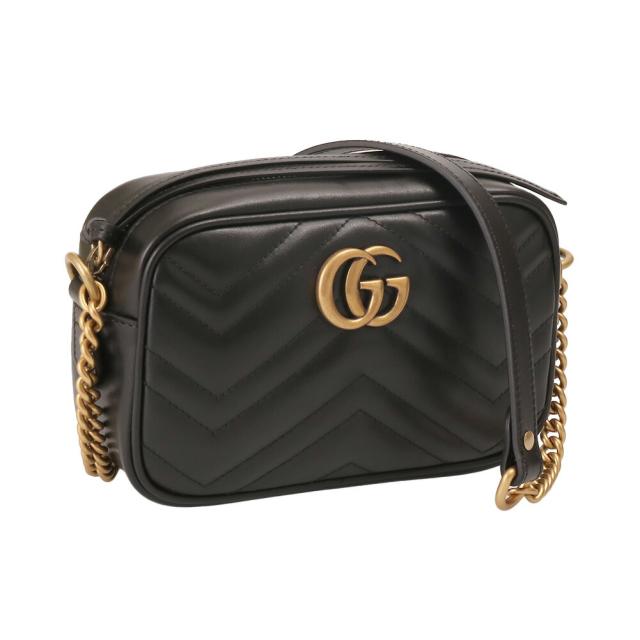【クーポン5%OFF】グッチ／GUCCI GGマーモントキルティング ミニバッグ・斜め掛けレザーショルダーバッグ(ブラック) 448065 DTD1T 1000／BLACK[返品OK]