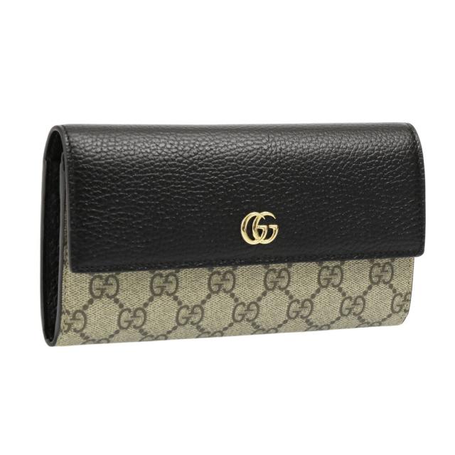 【クーポン5%OFF】グッチ／GUCCI ダブルG バイカラー コンチネンタルウォレット2つ折り長財布 (ブラック×ベージュエボニー) 456116 17WAG 1283／BLACK*BEIGE EBONY[返品無料]
