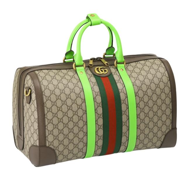 【クーポン5%OFF】グッチ／GUCCI 〔Gucci Savoy〕ミディアム ダッフルバッグ GGキャンバス×レザー・南京錠付きボストンバッグ・旅行鞄(ベージュ×ライトグリーン) 724642 FADHS 9756／BEIGE*MULTI[返品無料]
