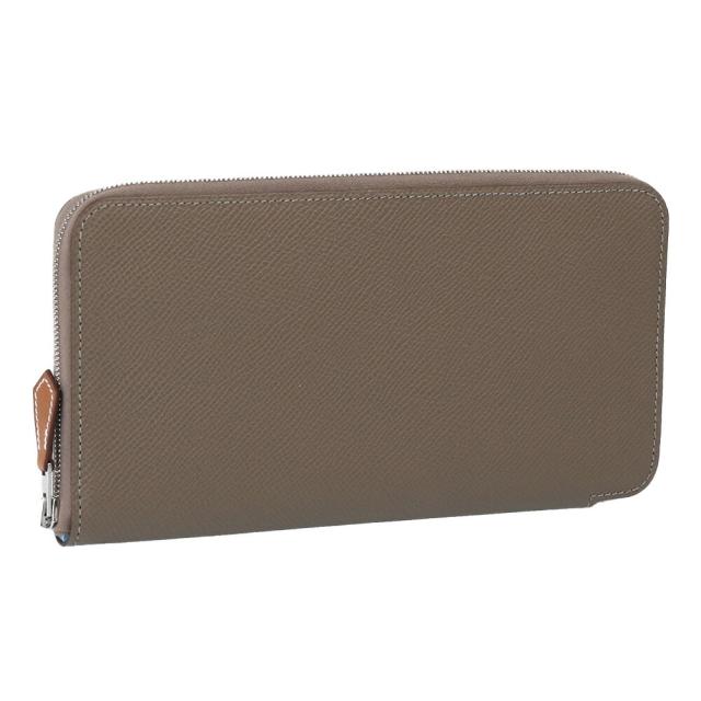 【クーポン5%OFF】エルメス／HERMES シルクイン アザップ ロング エプソン・シルバー金具・W刻印・ラウンドファスナー長財布(エトープ×カシス) H084387CK／EPOSON／ETOUPE*CASIS／SILVER[返品無料]