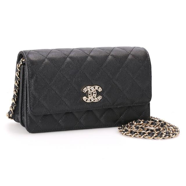 【タイムセール&クーポン5%OFF】シャネル／CHANEL ”チェーンウォレット”　ミニバッグ・ショルダーバッグ・リストレット付き長財布・GOLD金具・マトラッセ・キャビアスキン(ブラック) AP4529 B19735 94305／BLACK[返品OK]