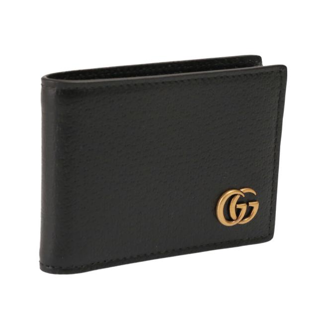 【タイムセール&クーポン5%OFF】グッチ／GUCCI GGマーモントレザー二つ折り財布レザー 2つ折り財布・札入れ(ブラック) 428727 DJ20T 1000／BLACK[返品無料]