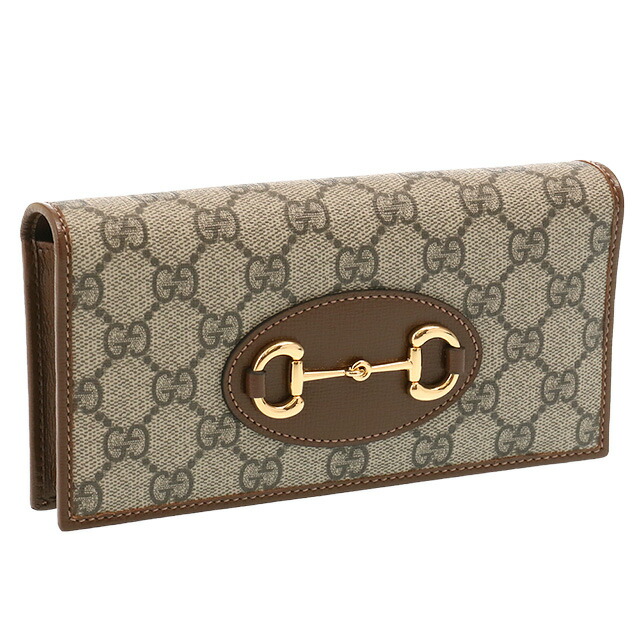 【クーポン5%OFF】グッチ／GUCCI HORSEBIT 1955 WALLET・ホースビット1955チェーン付き ウォレット・GGスプリーム・斜め掛け2つ折り長財布(ベージュ×エボニー) 621892 92TCG 8563／BEIGE*EBONY[返品無料]