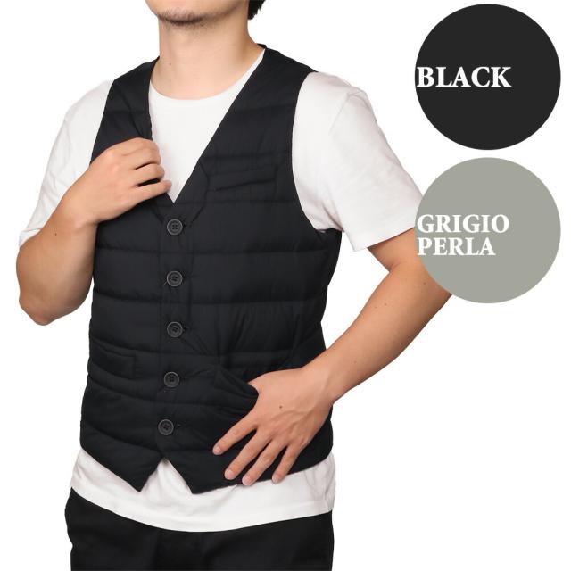 【タイムセール＆クーポン5%OFF】ヘルノ／HERNO LEGEND IL GILET・レジェンド ジレ・ウエストコート メンズ 超軽量 マットナイロン 撥水加工ダウンベスト(ブラック・ライトグレー)PI002ULE 12456Z 9300・9406／BLACK・GRIGIO PERLA[返品無料]