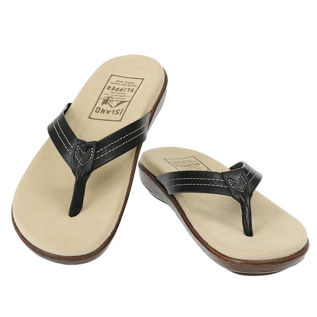 【12月SALE＆クーポン5%OFF】アイランドスリッパ／ SLIPPER LADY'S BEACH TOWN FLAT／ユニセックス ビーチタウン トングストラップ・フラットサンダル・ハワイ製ビーチサンダル(ブラック) DT522 BLAC／BLACK[返品無料]