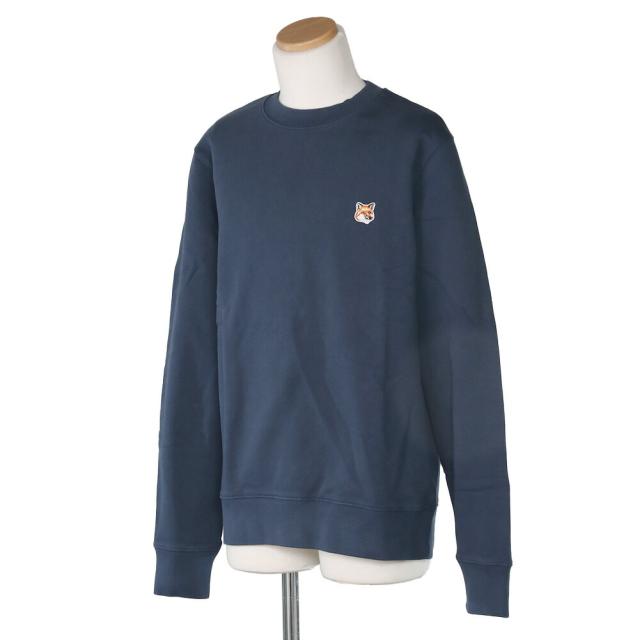 【タイムセール&クーポン5%OFF】メゾンキツネ／MAISON KITSUNE FOX HEAD PATCH REGULAR SWEATSHIRT  メンズスウェット ・長袖プルオーバー・トレーナー (インクブルー) LM00301KM0001 P476／INK BLUE[返品無料]