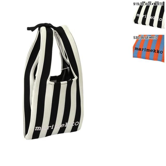 【クーポン5%OFF】マリメッコ／MARIMEKKO KNITTED MINI TOTE MERIROSVO SHOULDER BAG・ニット ミニトート メリロスヴォ ショルダーバッグ ニット素材×ストライプ柄 ハンドバッグ (ブルー×レッド・ホワイト×ブラック) 94144 530／94144 919[返品無料]
