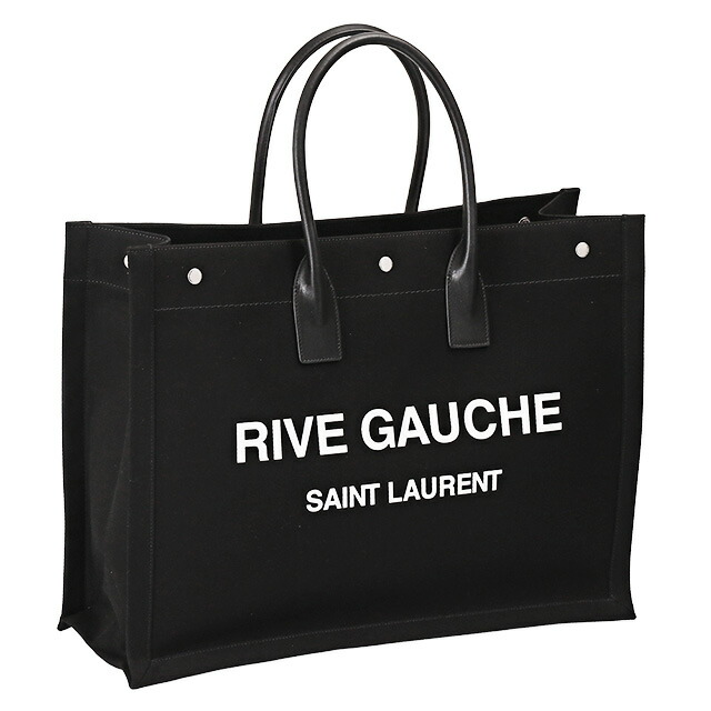 【タイムセール&クーポン5%OFF】サンローラン・パリ／SAINT LAURENT PARIS RIVE GAUCHE・リヴゴーシュ ラージ トートバッグ(キャンバス／スムースレザー) キャンバストートバッグ・ショッピングトート(ブラック) 509415 FAAVU 1070／BLACK[返品無料]