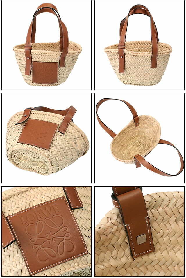 【クーポン5%OFF】ロエベ／LOEWE "BASKET SMALL BAG・バスケットバッグ スモール(ヤシの葉&カーフ)" ハンドバッグ・かごバッグ(ナチュラル×タン・ブラウン)327.02S93 2435／PALM LEAF*CALF／NATURAL*TAN【返品無料】
