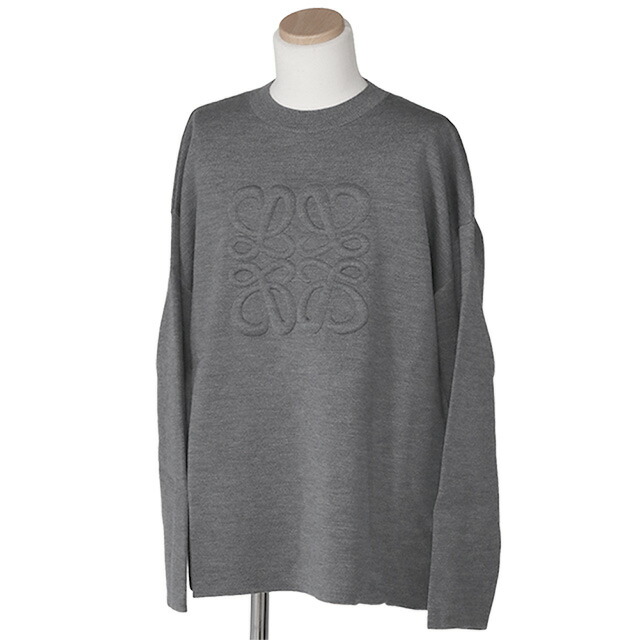 【タイムセール&クーポン5%OFF】ロエベ／LOEWE アナグラム セーター(ウール)クルーネック長袖ニット・レギュラーフィット(ライトグレーメランジ)H526Y14KEE 5689／GRIGIO[返品無料]