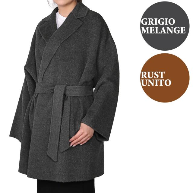 【クーポン5%OFF】マックスマーラ ウィークエンド／MAX MARA WEEK END NELLA・ネッラ レディース ウール ×アルパカ 混 オーバサイズ ベルト付きガウンコート・ダブルフェイスコート(ブラウン・グレー)5016012600 2・3／CUOIO・GRIGIO MEDIO[返品無料]