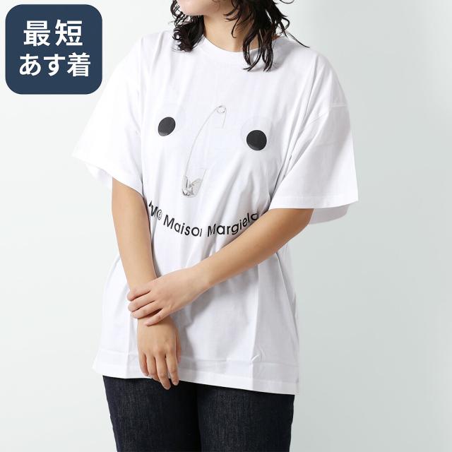 【クーポン5%OFF】エムエムシックスキッズ・メゾンマルジェラ／MM6 KID'S・MAISON MARGIELA　レディース　半袖Tシャツ・FACEロゴ・コットンジャージー・クルーネック(ホワイト) M60907 MM04I M6100／12Y・14Y／WHITE[返品OK]
