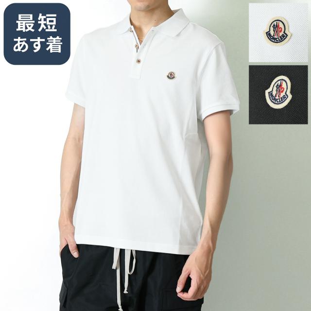 【クーポン5%OFF】モンクレール／MONCLER ポロシャツ メンズ・ロゴパッチ付き・トリコロール・半袖(ホワイト・ブラック) 8A00030 84556 001・999／WHITE・BLACK[返品無料]