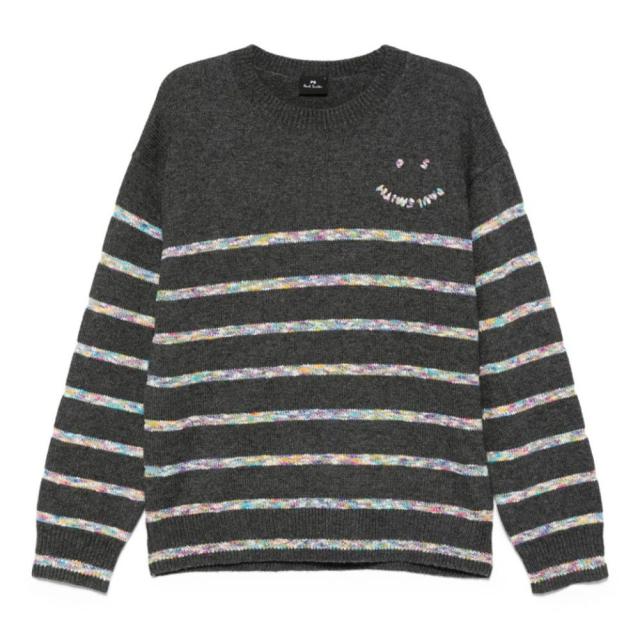 【クーポン5%OFF】ポールスミス／PAUL SMITH SWEATER CREW NECK PS HAPPY　メンズ・ハッピー スマイリーデザイン・クルーネック長袖セーター・ニット (グレー) M2R 507Z T22516 78／GREY[返品OK]