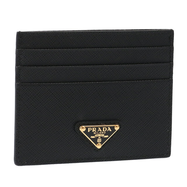 【クーポン5%OFF】プラダ／PRADA トライアングルロゴ・型押しレザー・カードケース・名刺入れ(ブラック) 1MC025 SAFFIANO TRIANG(QHH)NERO[返品無料]