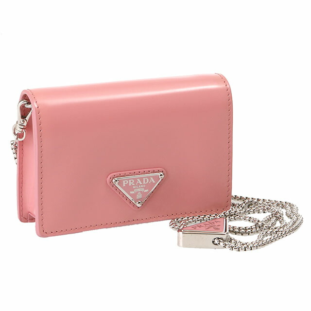 【12月SALE＆クーポン5%OFF】プラダ／PRADA  ブラッシュドレザー ネックストラップ付カードケーストライアングルロゴ・ケードケース(ピンク) 1MR028 SPAZZOLATO(ZO6)PETALO[返品無料]
