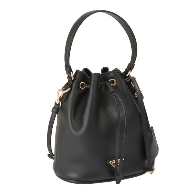 【クーポン5%OFF】プラダ／PRADA レザー ミニバッグトライアングルロゴ・巾着バッグ・ショルダーバッグ・ハンドバッグ (ブラック) 1BE067 2CYS (V_WOH) F0002／NERO[返品無料]