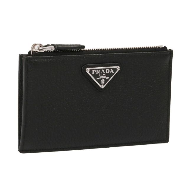 【クーポン5%OFF】プラダ／PRADA ファスナー付 ヴィッテロダイノレザー カードケーストライアングルロゴ・フラグメントケース・クレジットカードケース(ブラック)  2MC086 VIT.DAINO TRAIN NERO (2E54) NERO[返品OK]
