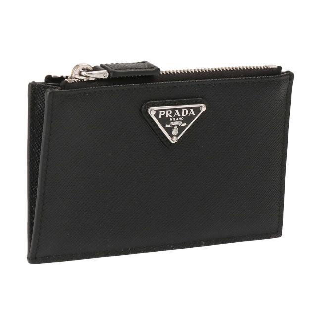 【クーポン5%OFF】プラダ／PRADA ”ファスナー付 サフィアーノレザー カードケース”トライアングルロゴ・フラグメントケース・クレジットカードケース(ブラック)  2MC086 SAFFIANO TRIANG (QHH) NERO[返品OK]