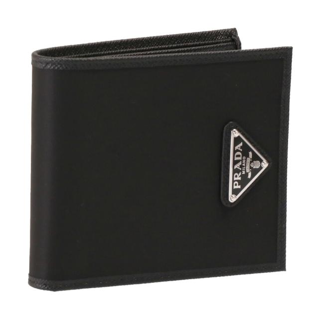 【クーポン5%OFF】プラダ／PRADA Re Nylon xサフィアーノレザーウォレット トライアングルロゴ・リサイクルナイロン×型押しレザー 2つ折り財布・札入れ(ブラック) 2MO513 TESSUTO + SAFFIANO(2DMH)NERO[返品無料]