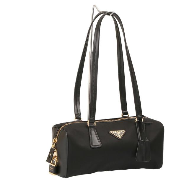 【クーポン5%OFF】プラダ／PRADA パドロック付 ミディアム Re-Nylon xレザー トップハンドルバッグ ハンドバッグ・肩掛け (ブラック) 1BB127 TESSUTO+VITELLO(2C8Q V_ODO) NERO[返品無料]