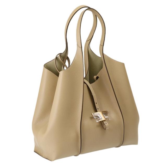 【12月SALE＆クーポン5%OFF】トッズ／TOD'S T タイムレス レザー ショッピングバッグ ミディアムダブルハンドル・ハンドバッグ・トートバッグ・ポーチ付き(ベージュ)XBWTSBA0300 XSO C606／BEIGE[返品無料]