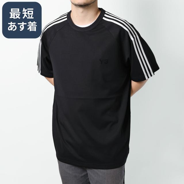 【タイムセール&クーポン5%OFF】アディダス・ワイスリー／ADIDAS・Y-3 ”Y-3 SHORT SLEEVE TEE 3-STRIPES・ショート スリーブ ティー 3ストライプス”　メンズ・レディース・ロゴ入り・半袖クルーネックTシャツ(ブラック) JW7352／BLACK