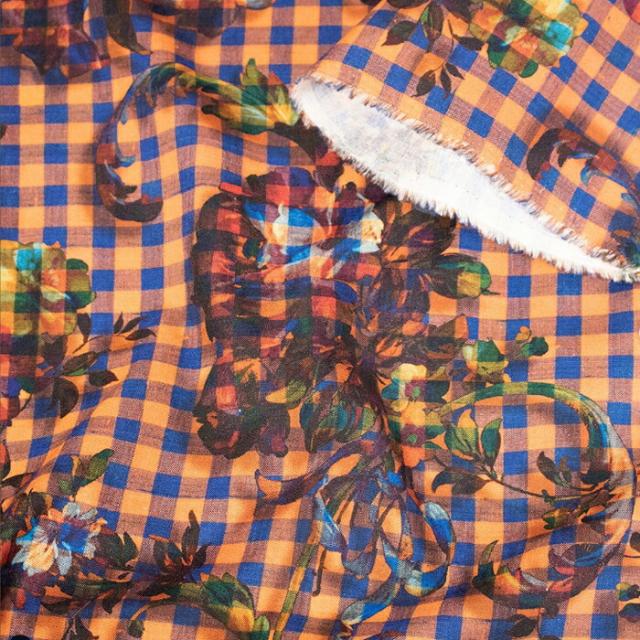 【くまみきセレクションP20倍】【nora. ノラ】21FA 25C-FR1015(3D) 生地通販 チェック 生地 布 花柄生地 シーチング生地 布地 大花柄 切り売り クラシック 花柄 ...