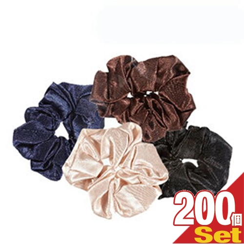 「あす着」業務用 シュシュ (CHOUCHOU) おまかせアソート ×200個セット - まとめ髪の髪飾りとして手軽におしゃれができるヘアゴム。「ホテルアメニティ」「ヘアアクセサリー」「個包装」