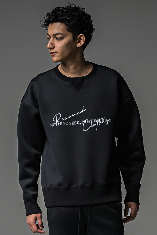 RESOUND CLOTHING リサウンドクロージング RC37-C-005 HD NOTHING drop trainer ルーズトレーナー BLACK 正規通販 メンズ