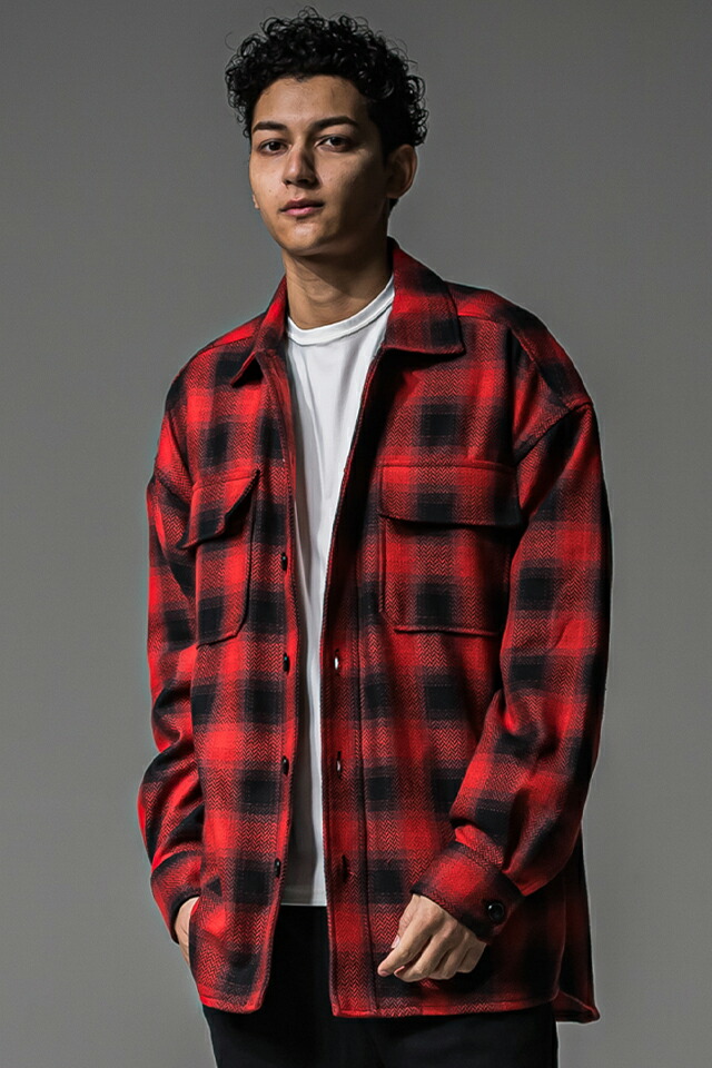 RESOUND CLOTHING リサウンドクロージング RC37-JK-004 CHECK CPO SHIRTS JK チェックCPOシャツジャケット RED CHECK 正規通販 メンズ
