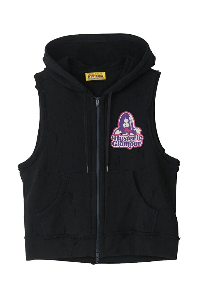 HYSTERIC GLAMOUR ヒステリックグラマー 01251CF04 GIRLS TAKE OVER ベスト BLACK 正規通販 レディース