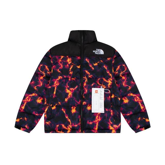 秋冬 溶岩プリント カラーバウンド ダウン コットンジャケット（男女兼用）