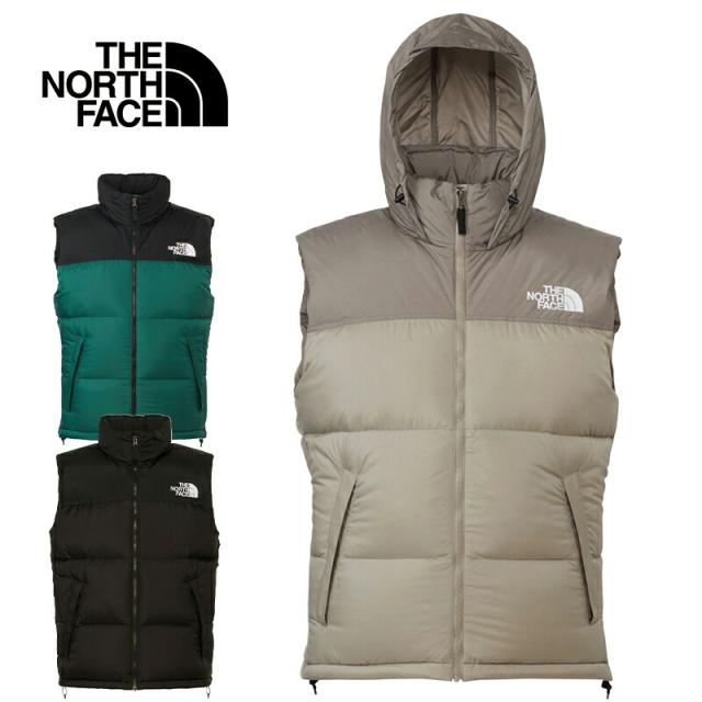【正規品/即日発送】THE NORTH FACE ザ・ノース・フェイス ヌプシベスト メンズ ブラック TNFグリーン キャバングレー×クレイグレー ND92338