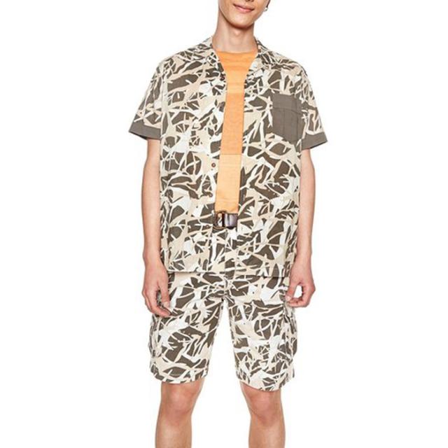 【大きいサイズ】【メンズ】DESIGUAL(デシグアル) 総柄プリントシャツ開襟半袖シャツ 18smcw41