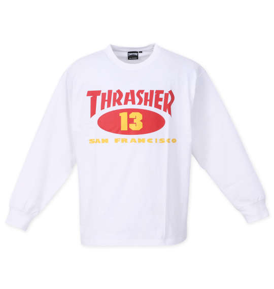 大きいサイズ メンズ THRASHER OLD OVAL13 長袖 Tシャツ ホワイト 1278-3317-1 3L 4L 5L 6L 8L