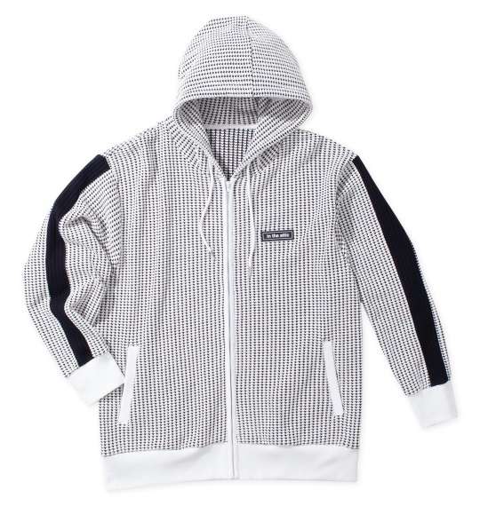 大きいサイズ メンズ in the attic ビッグワッフル切替 フルジップ パーカー ホワイト 1258-4372-1 3L 4L 5L 6L